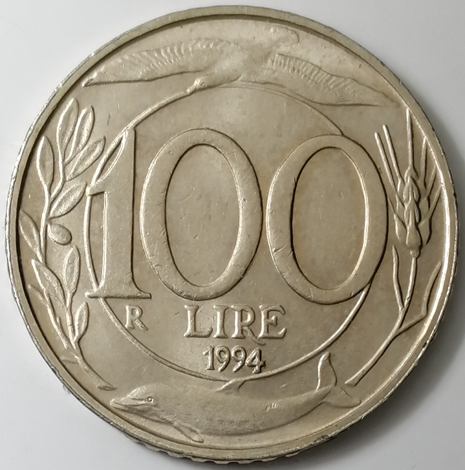 100 LIRE TURRITA 1994 R R/ Variante caratteri del valore e numeri del ...